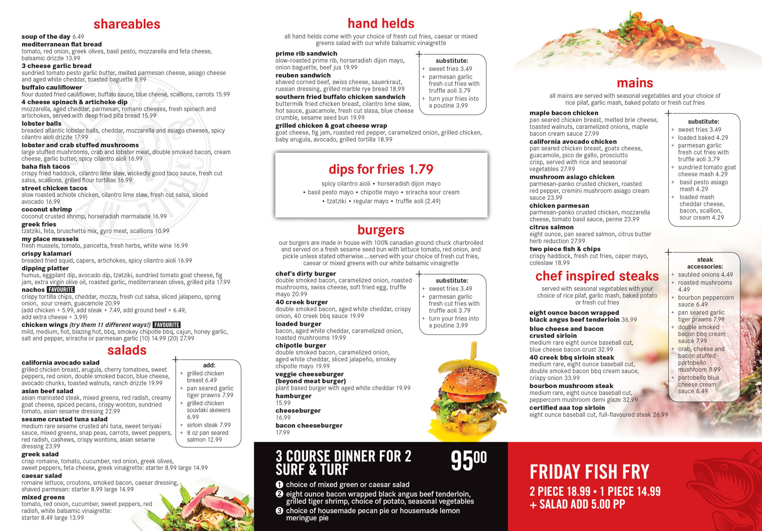 Menus | MY PLACE BAR & GRILL | Fonthill, Niagara Restaurant
