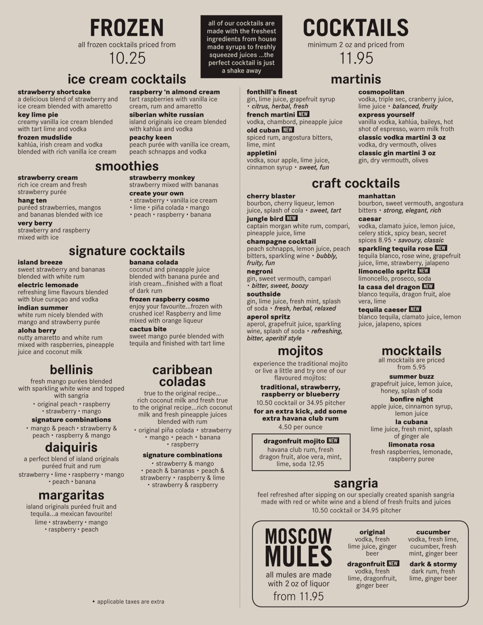 Menus | MY PLACE BAR & GRILL | Fonthill, Niagara Restaurant